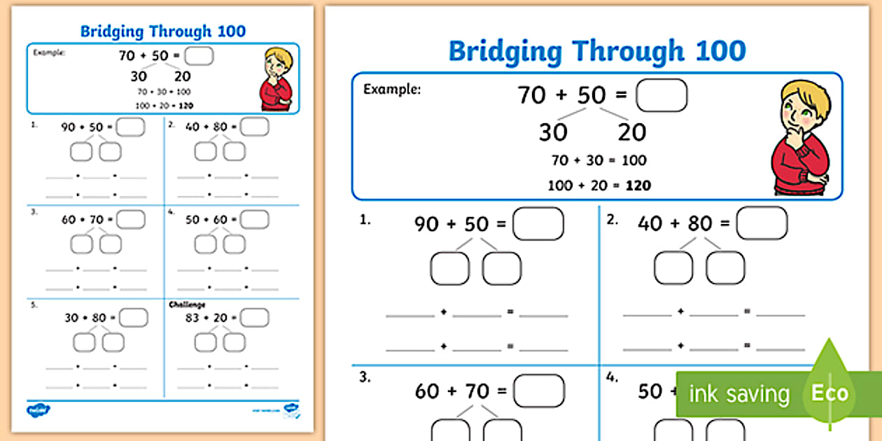 Editable KS1 Bridging Through 100 Worksheet - Twinkl