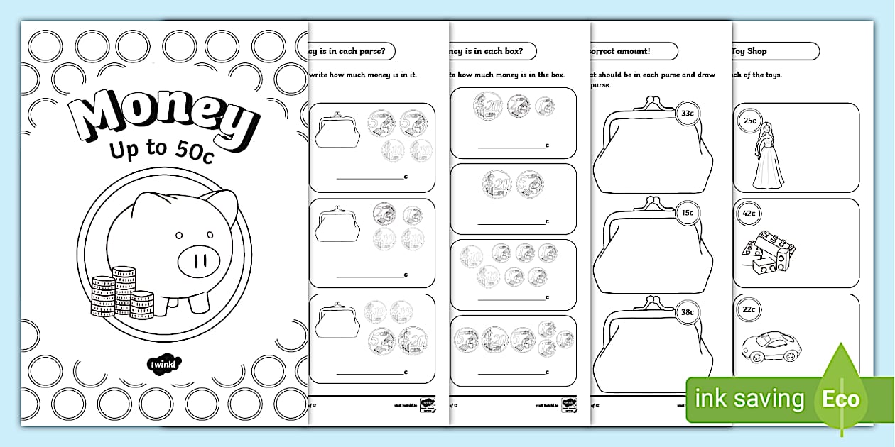 Money (up to 50c) Activity Booklet (teacher made) - Twinkl