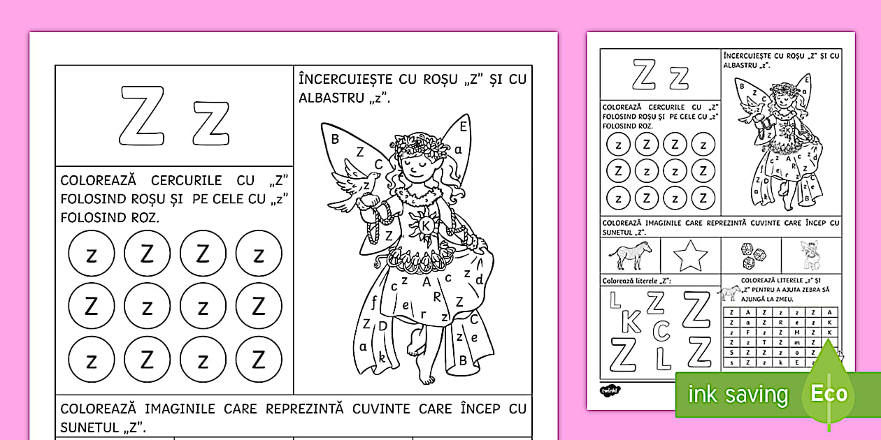 Recunoașterea literei Z z - Fișă de activitate - Twinkl