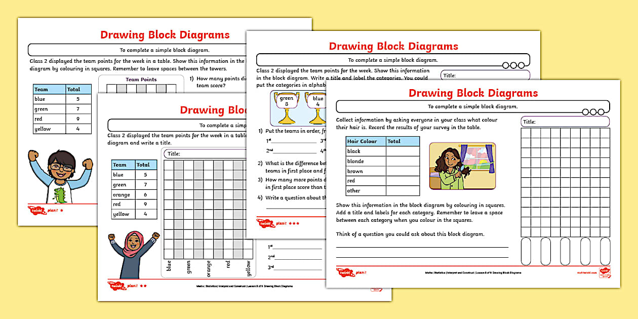 👉 Year 2 Drawing Block Diagrams Maths Activity Sheets