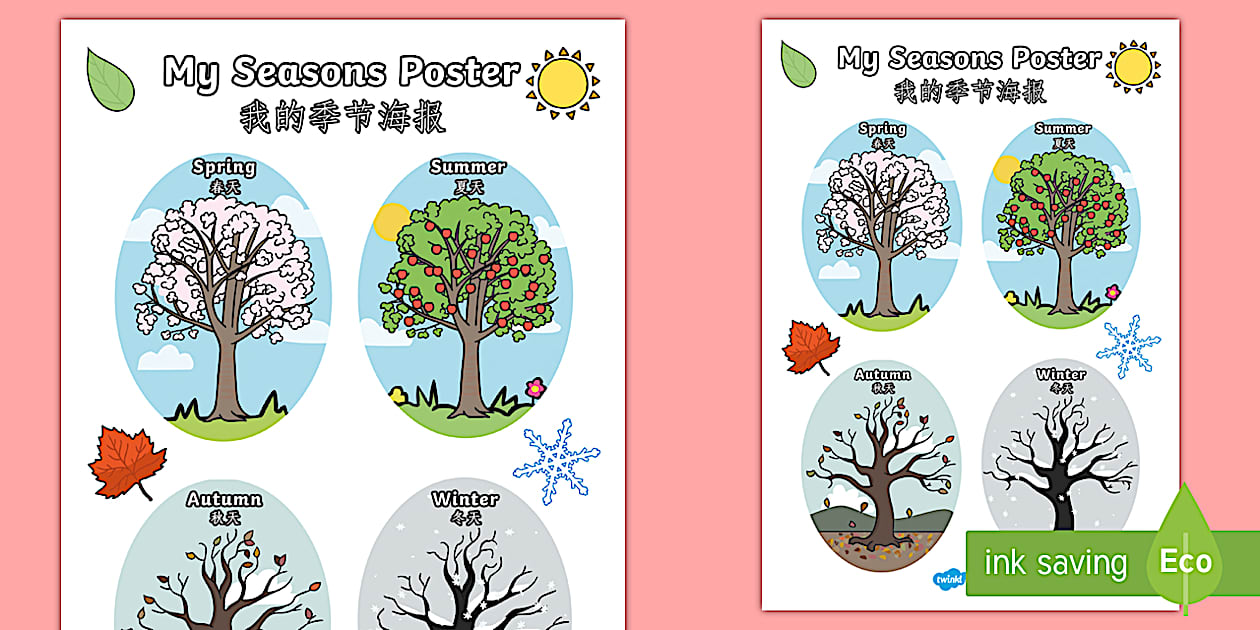 My Seasons Poster - English/Mandarin Chinese - My Seasons Poster