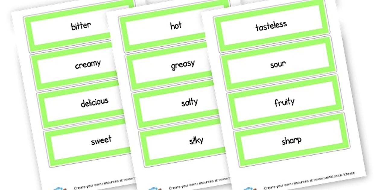 Taste Words and Vocabulary Cards for KS1 English - Twinkl