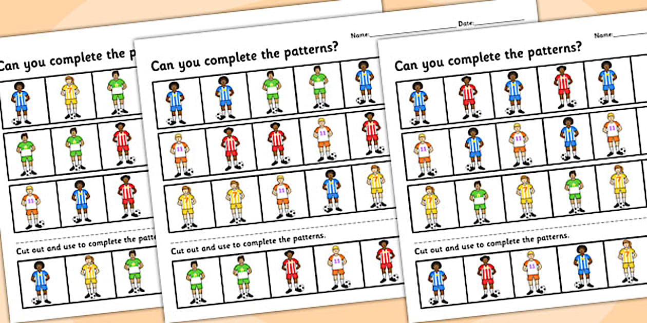 Football Complete the Pattern Worksheet -Twinkl - KS1
