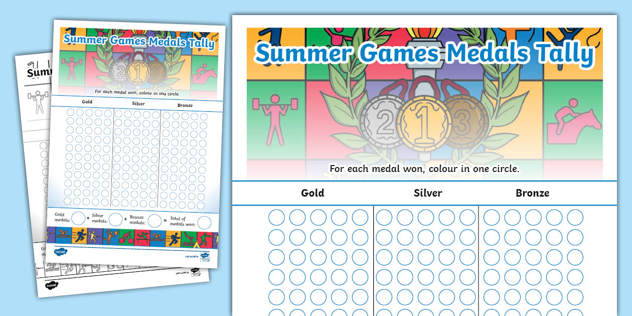 Summer Games Medals Tally Worksheet