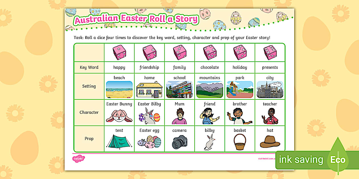 Australian Easter Roll a Story (teacher made) - Twinkl