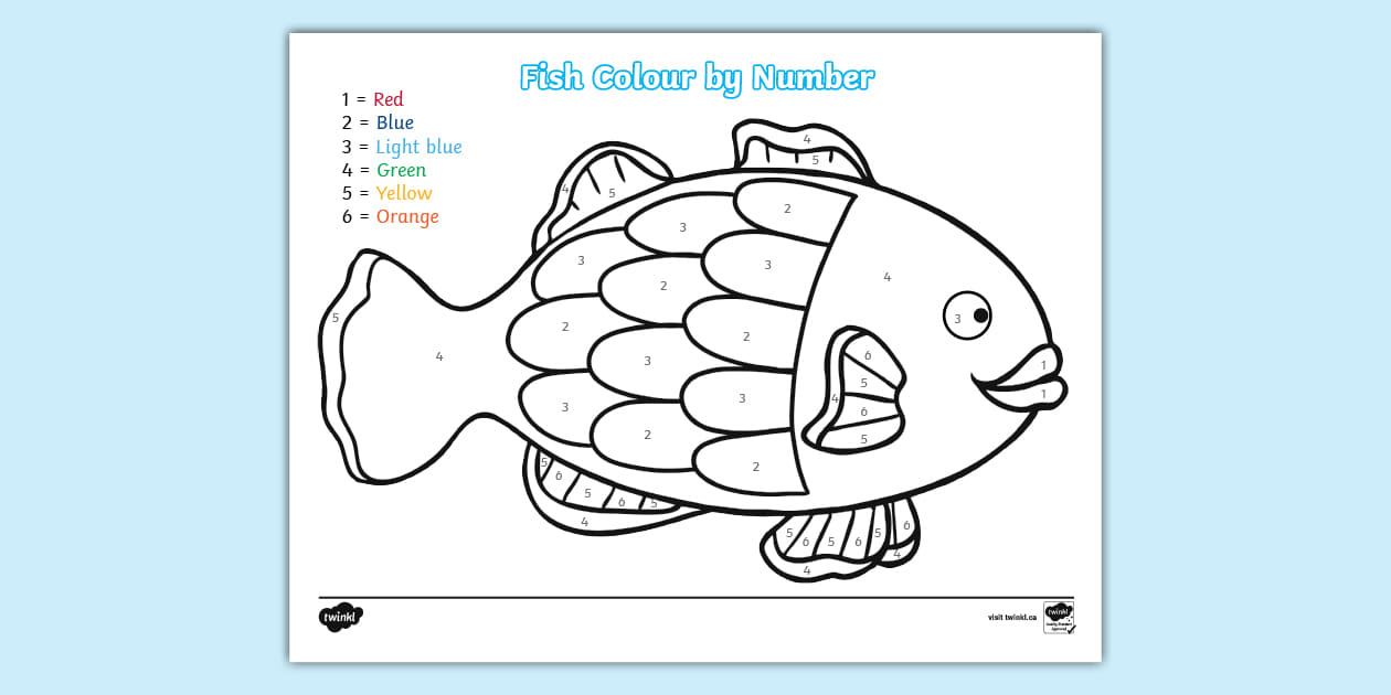Fish Colour by Number Worksheet (teacher made) - Twinkl