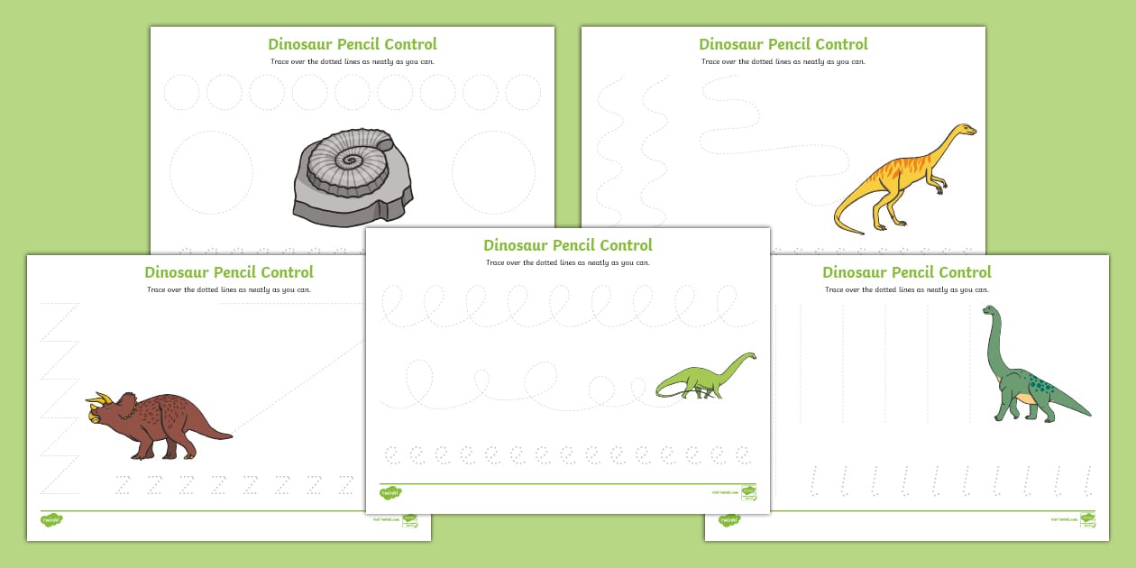 Dinosaur Pencil Control Worksheets