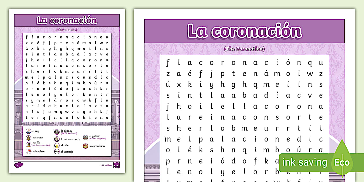 👉 Coronation Word Search: Spanish (teacher made) - Twinkl