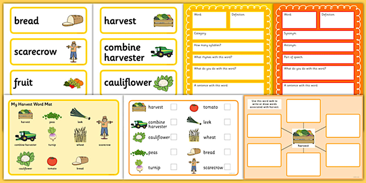 Harvest Pre-Teaching Vocabulary Pack (Teacher-Made) - Twinkl