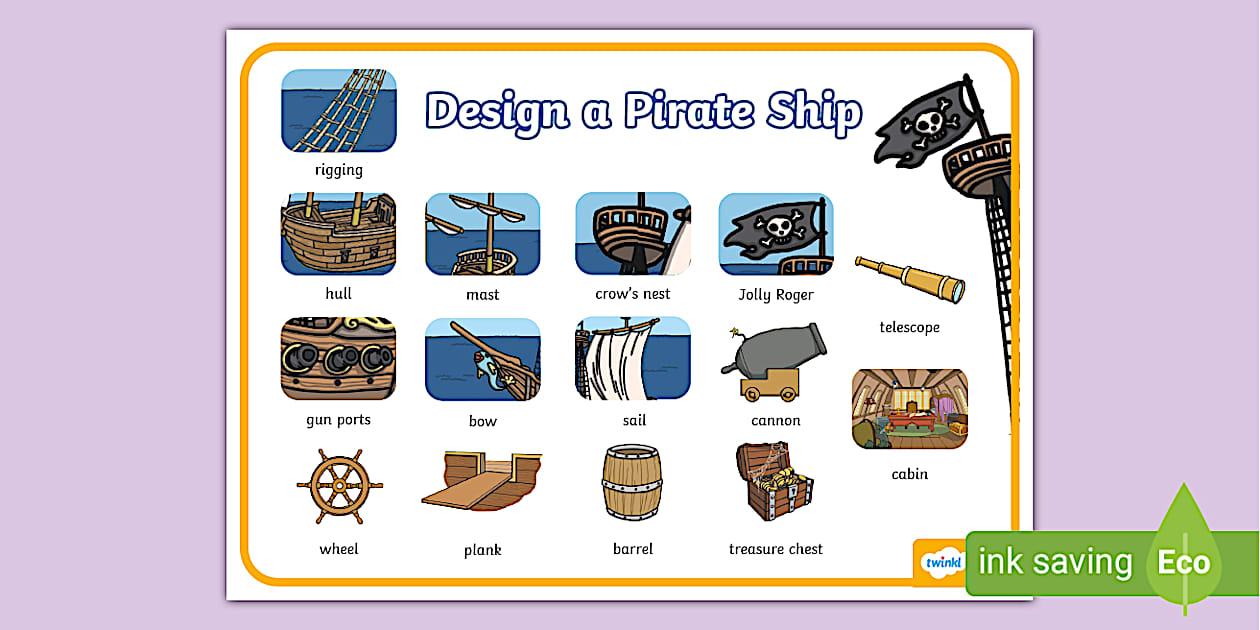 Design a Pirate Ship Word Mat (teacher made) - Twinkl