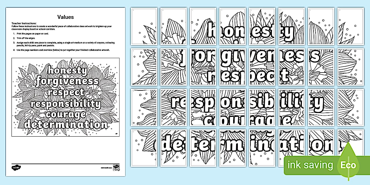 Values Collaborative Colouring Activity (teacher made)
