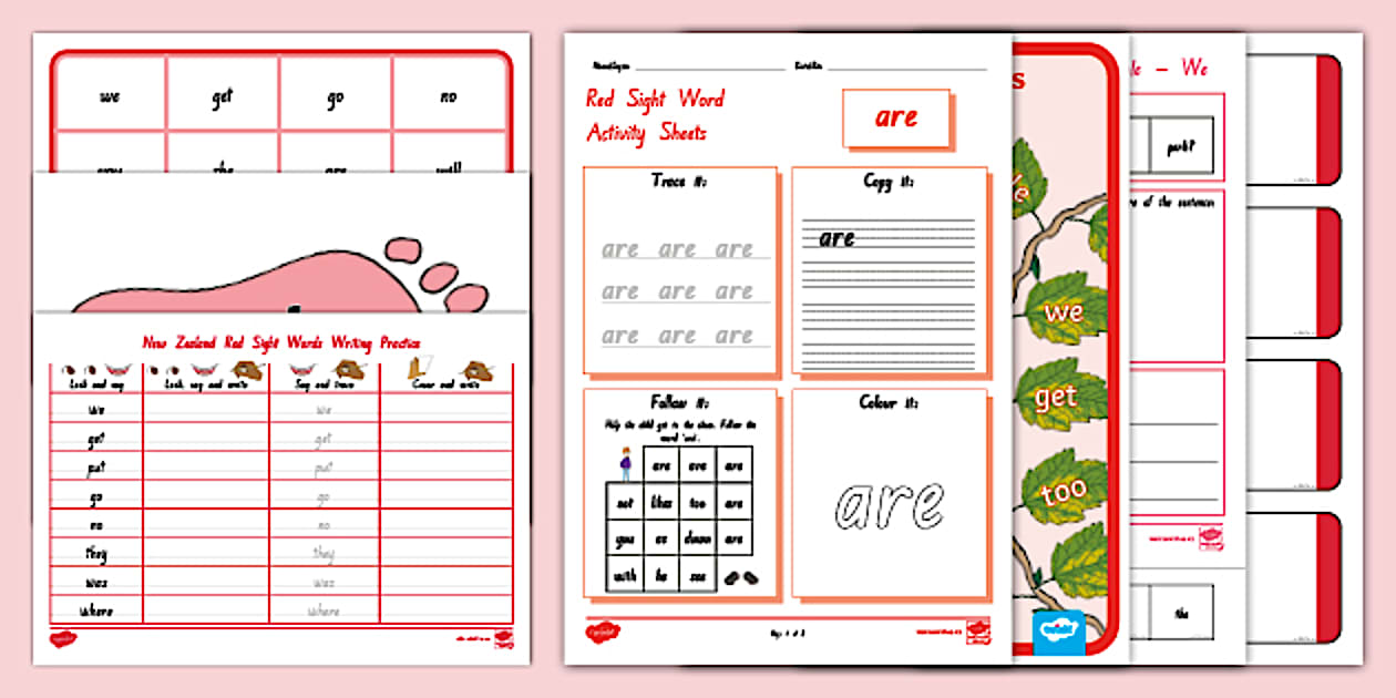 New Zealand Red Sight Words Resource Pack