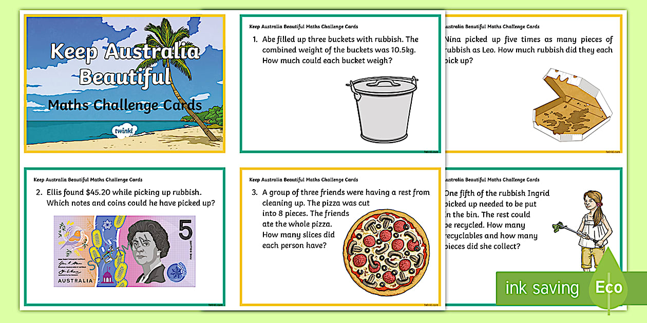 3-4 Keep Australia Beautiful Mathematics Challenge Cards