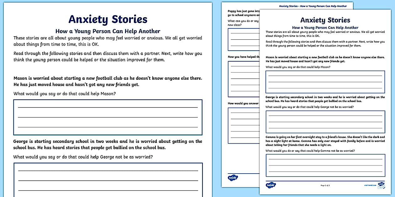 Anxiety Stories - How an Anxious Child Can Help Another Worksheet