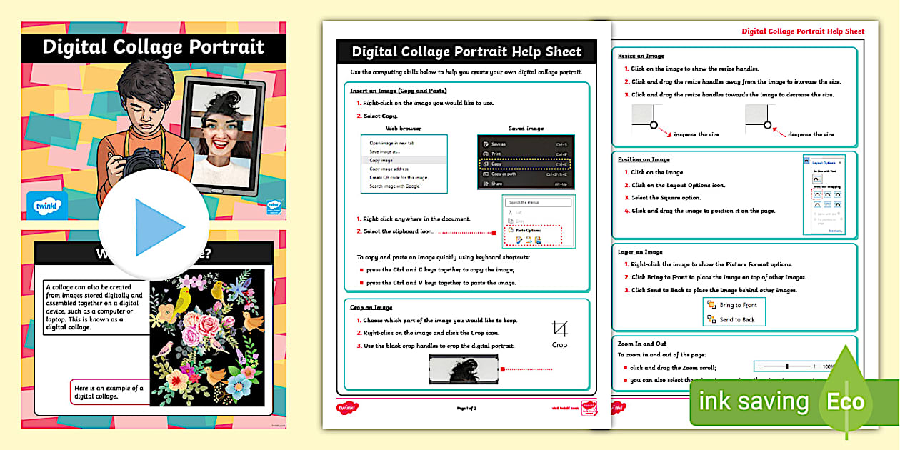 KS2 Digital Collage Portrait Activity PowerPoint - Computing