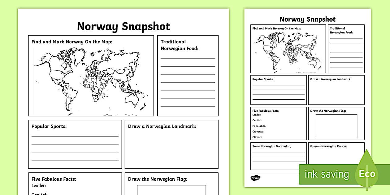 Norway Snapshot Fact File (teacher made) - Twinkl