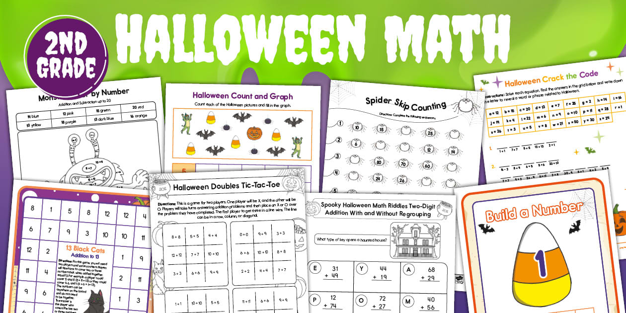 Second Grade Halloween Math Activity Pack (teacher made)