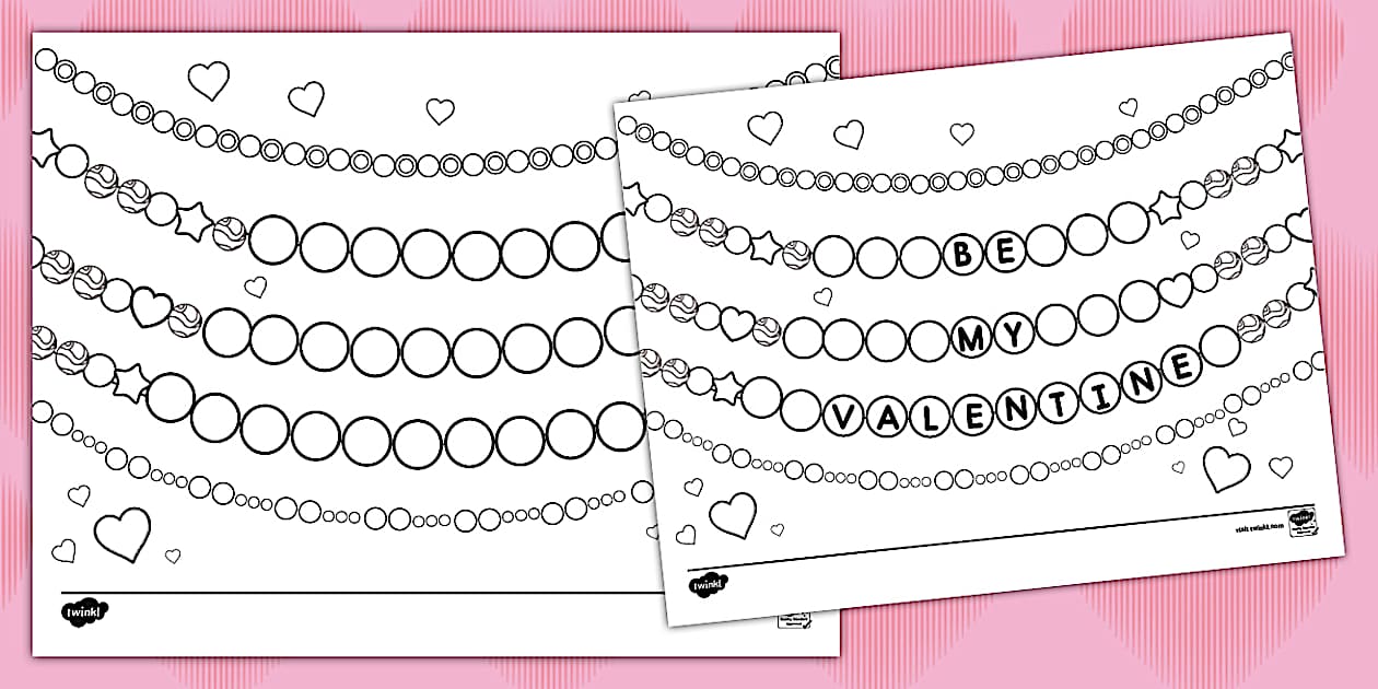 Valentine's Friendship Bracelet Art Worksheet (Teacher-Made)