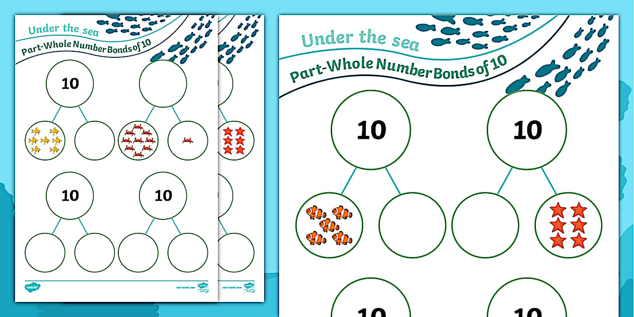 Under the Sea Part-Whole Number Bonds of 10 Activity