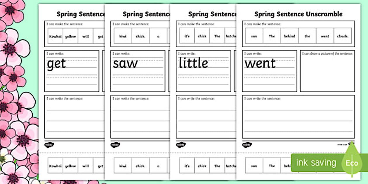 New Zealand Spring Sentence Unscramble (teacher made)