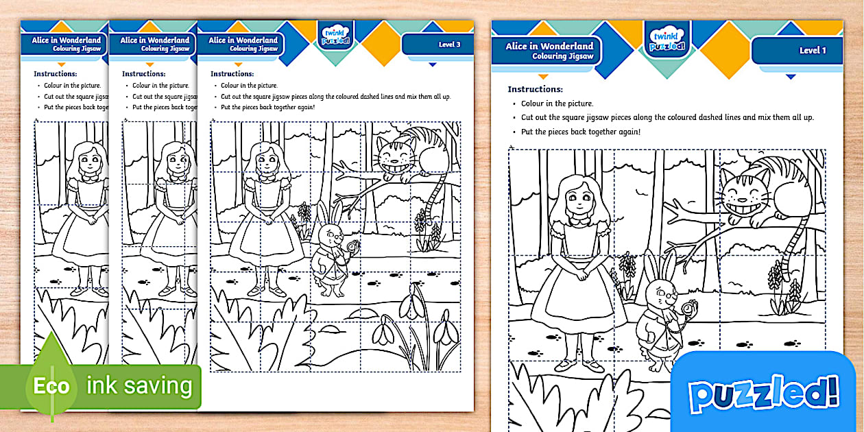 Alice in Wonderland Puzzle Colouring Jigsaw | Puzzled