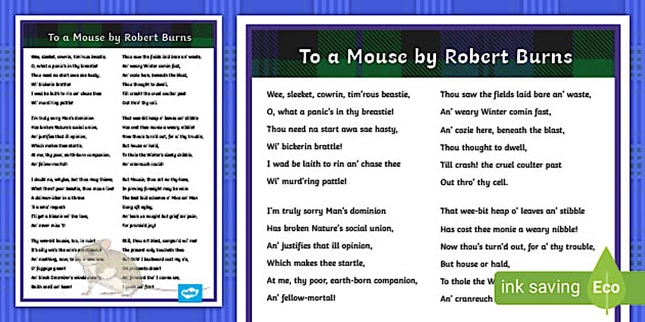 Robert Burns To a Mouse Display Poster (teacher made)