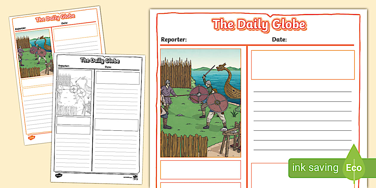 Vikings Newspaper Report Worksheet (teacher made) - Twinkl