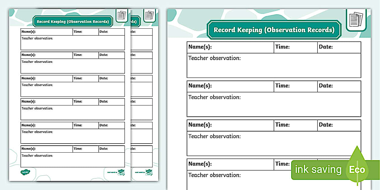 Teacher Planner: Observation Record (Teacher-Made) - Twinkl