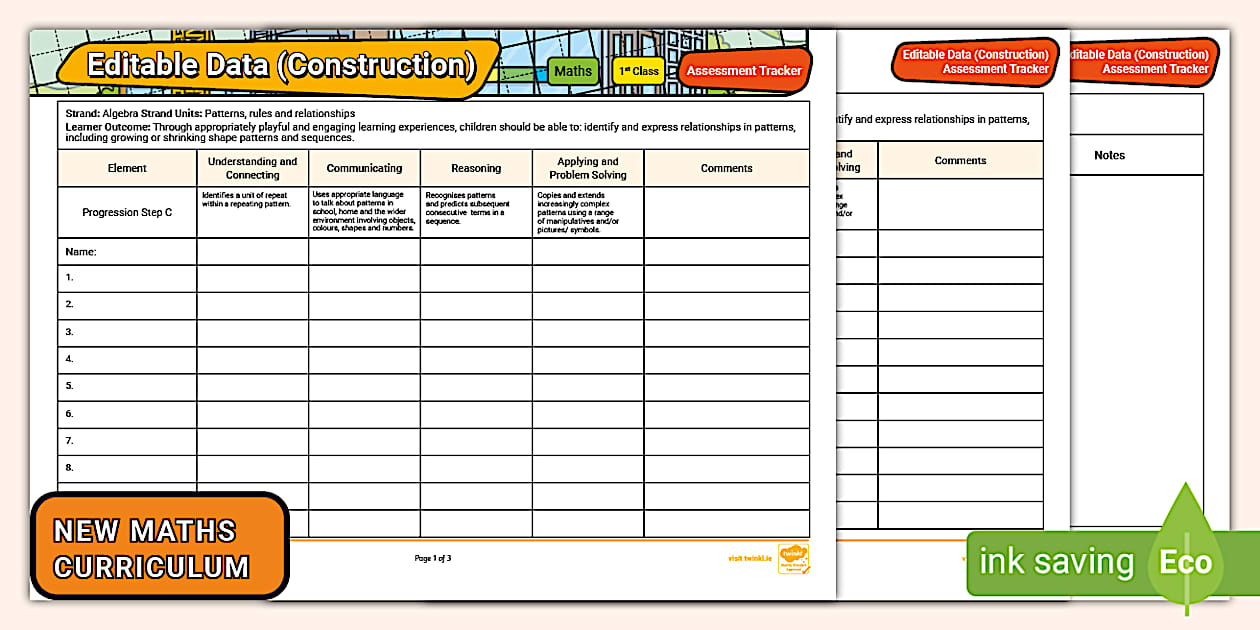 Editable Pattern Construction Assessment Tracker | Twinkl