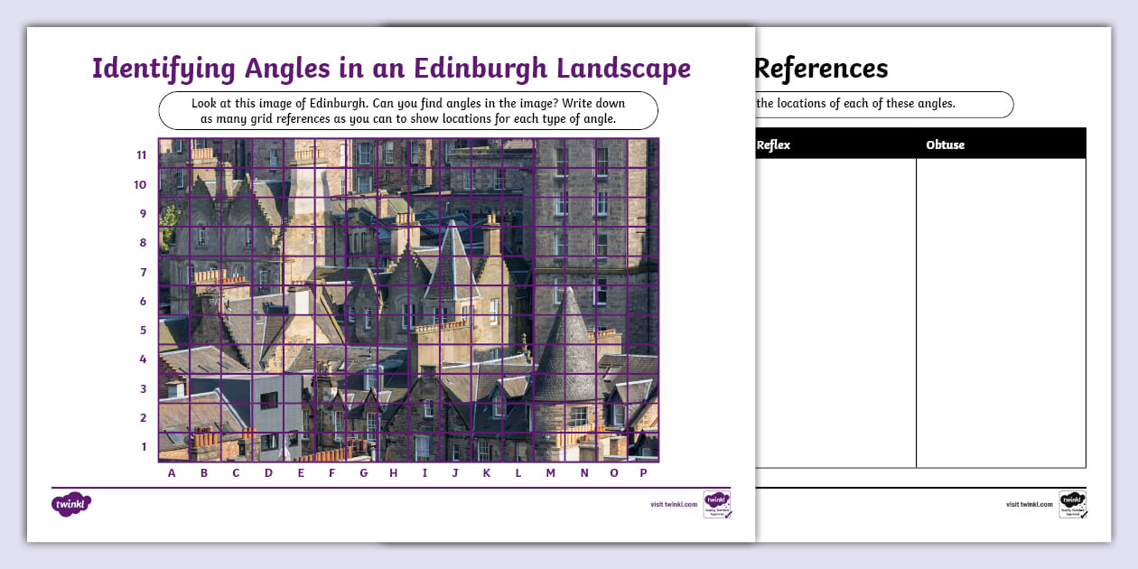 Identifying Angles in an Edinburgh Landscape Activity Sheet