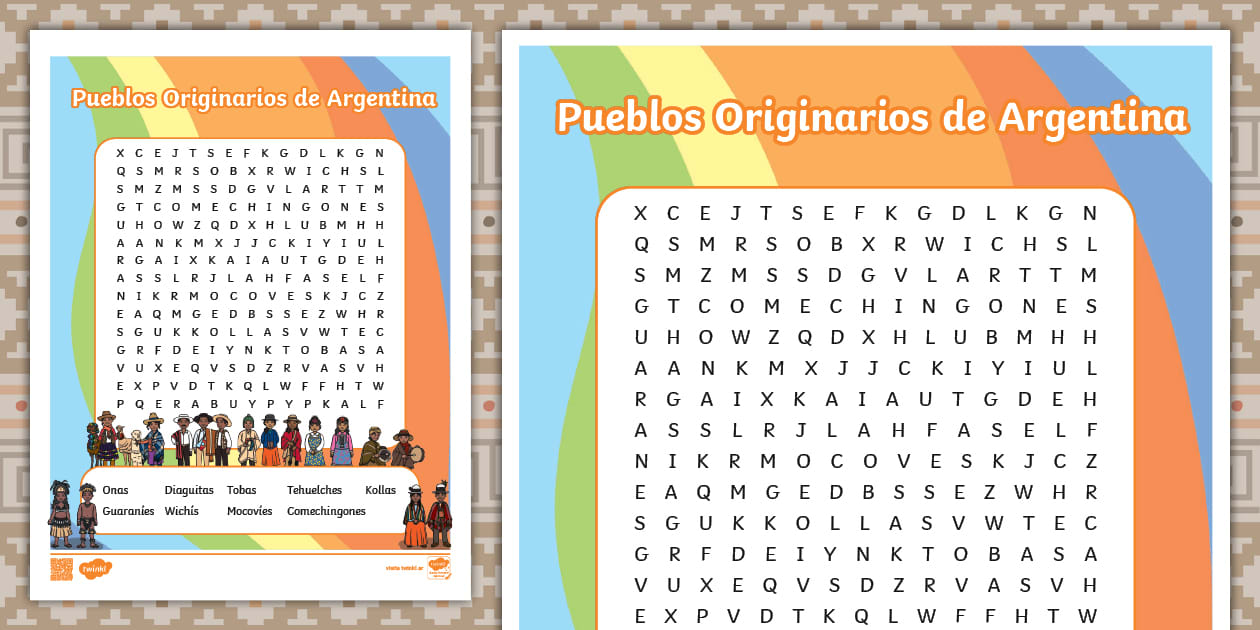 Sopa de letras: pueblos originarios Argentina (teacher made)