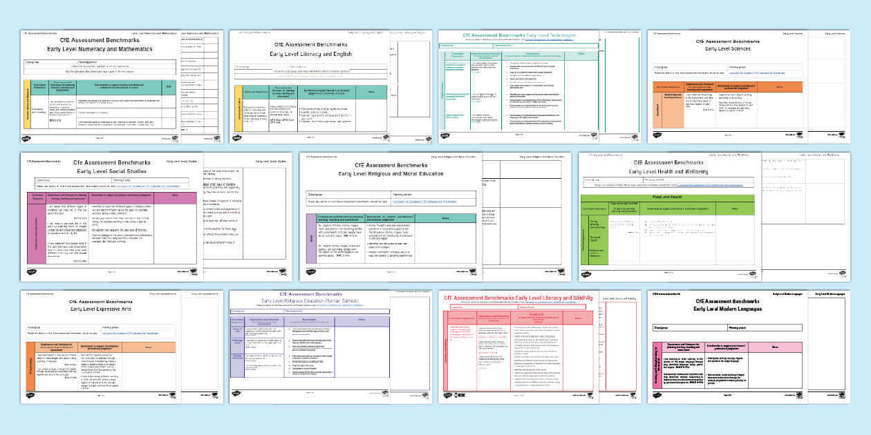 CfE Early Level Assessment Benchmarks Resource Pack - Twinkl