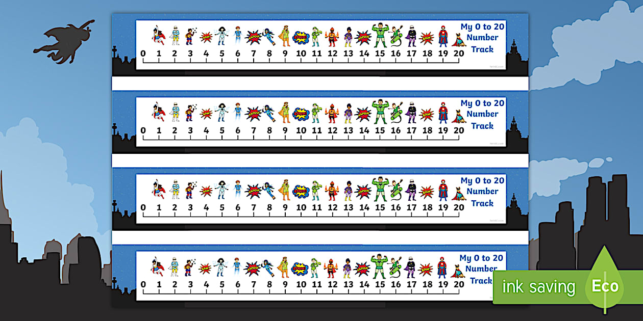 Superhero Number Track (1-20) (Teacher-Made) - Twinkl