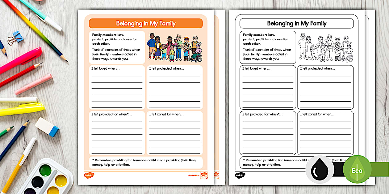 My Family Day Belonging Activity | Family Day Worksheets