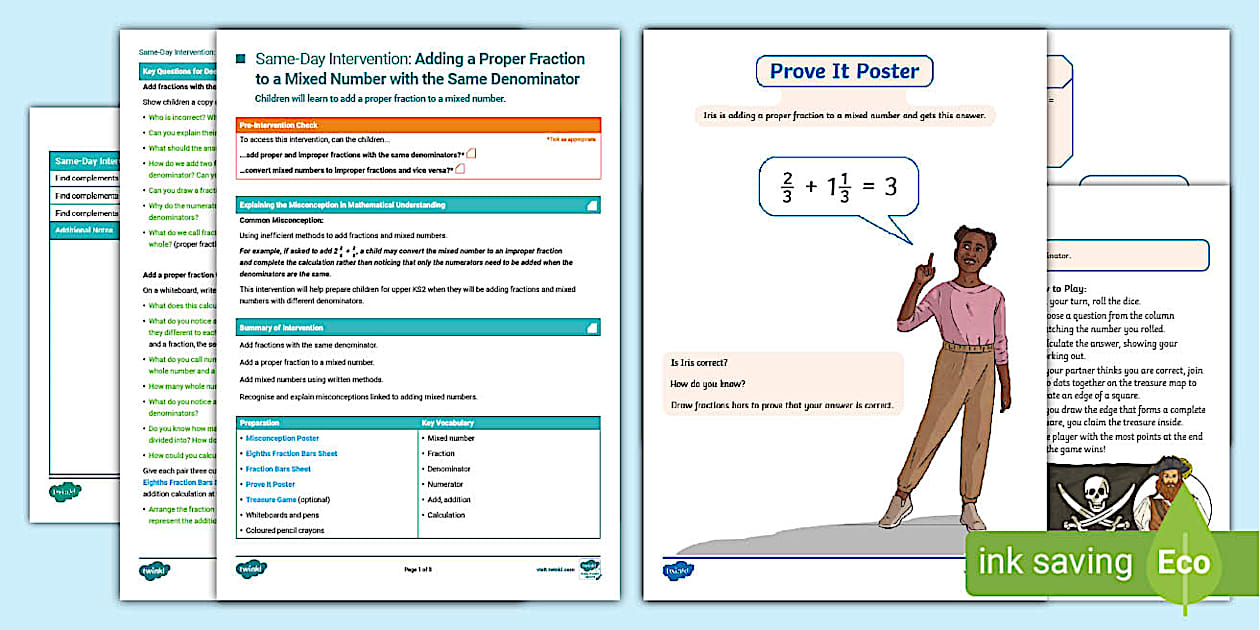 👉 Y4 Maths adding a proper fraction to a mixed number