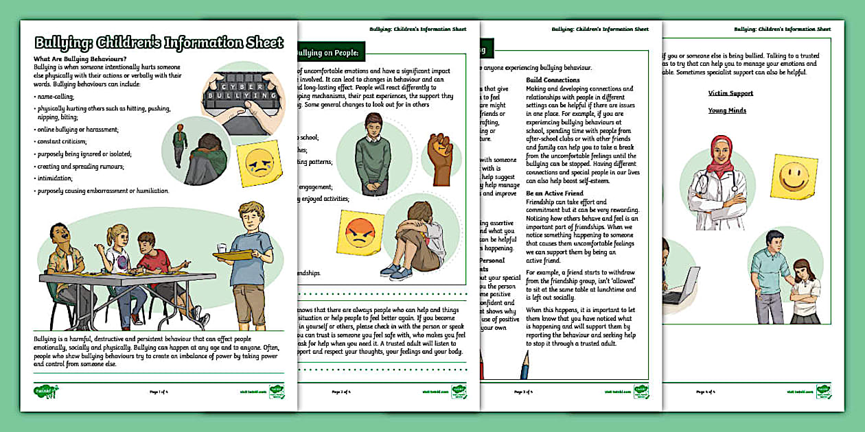 Bullying: Children's Information Sheet KS2 (teacher made)