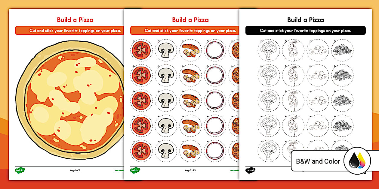 Build a Pizza Cutting Skills Worksheet (Teacher-Made)