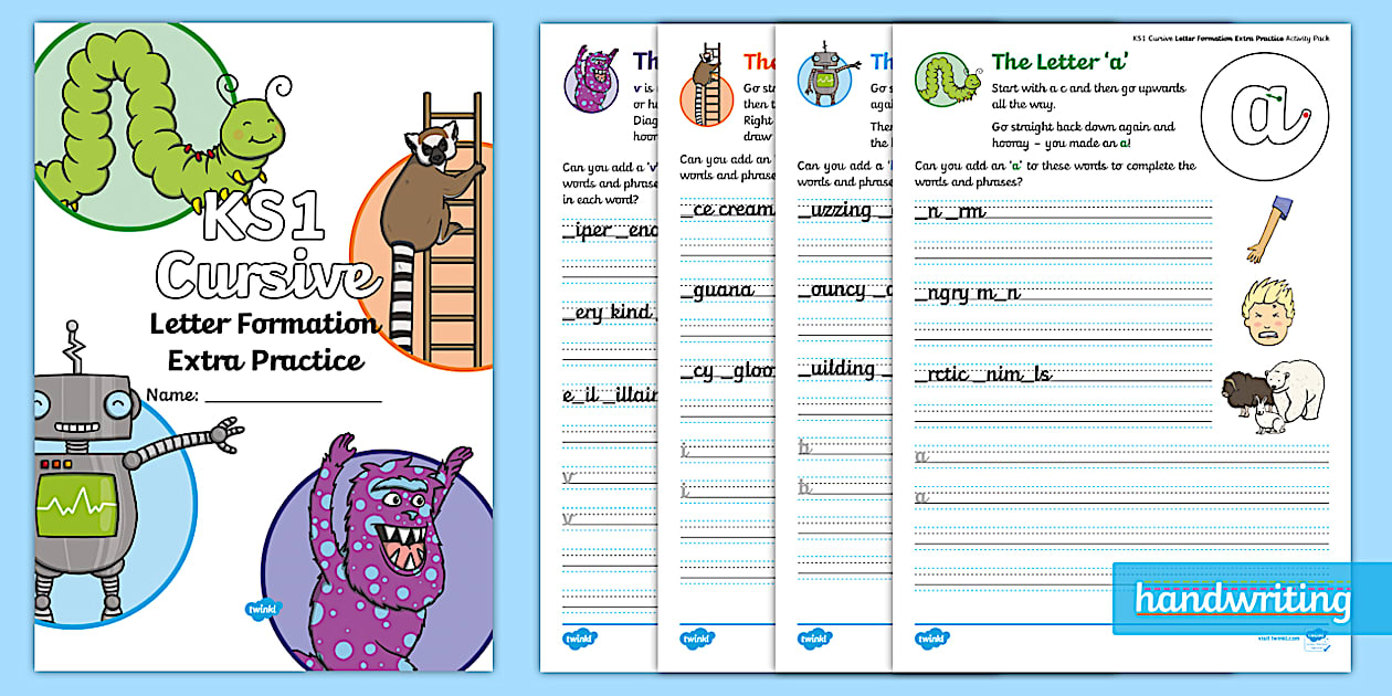 KS1 Cursive Letter Formation Extra Practice Activity Booklet