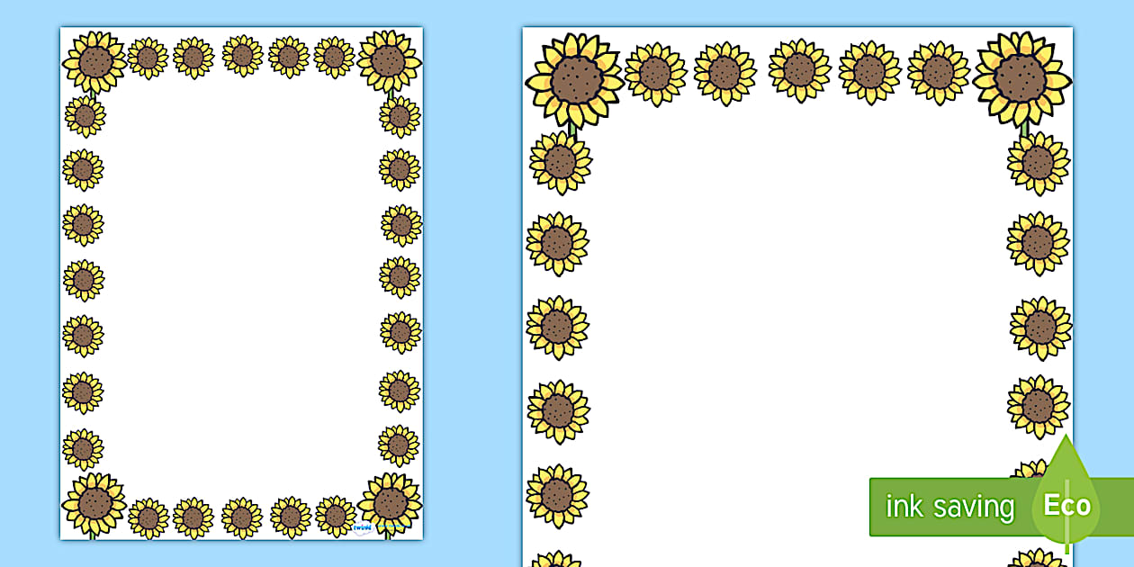Editable Sunflower Full Page Borders (teacher made) - Twinkl