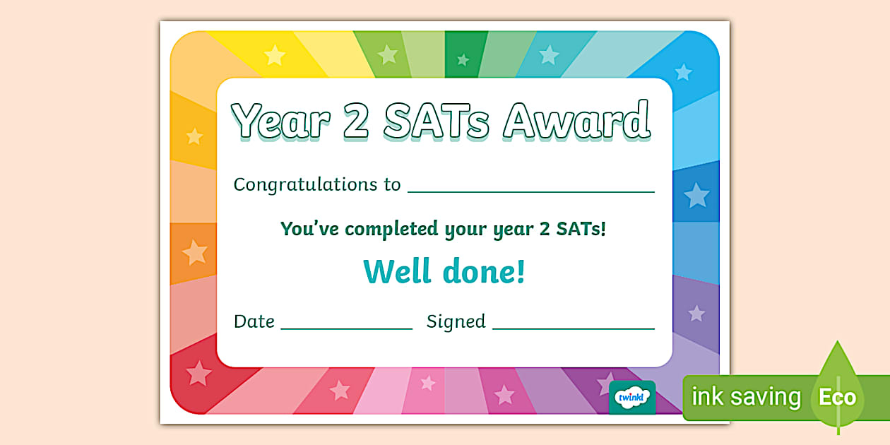 KS1 SATs Certificate (teacher made) - Twinkl