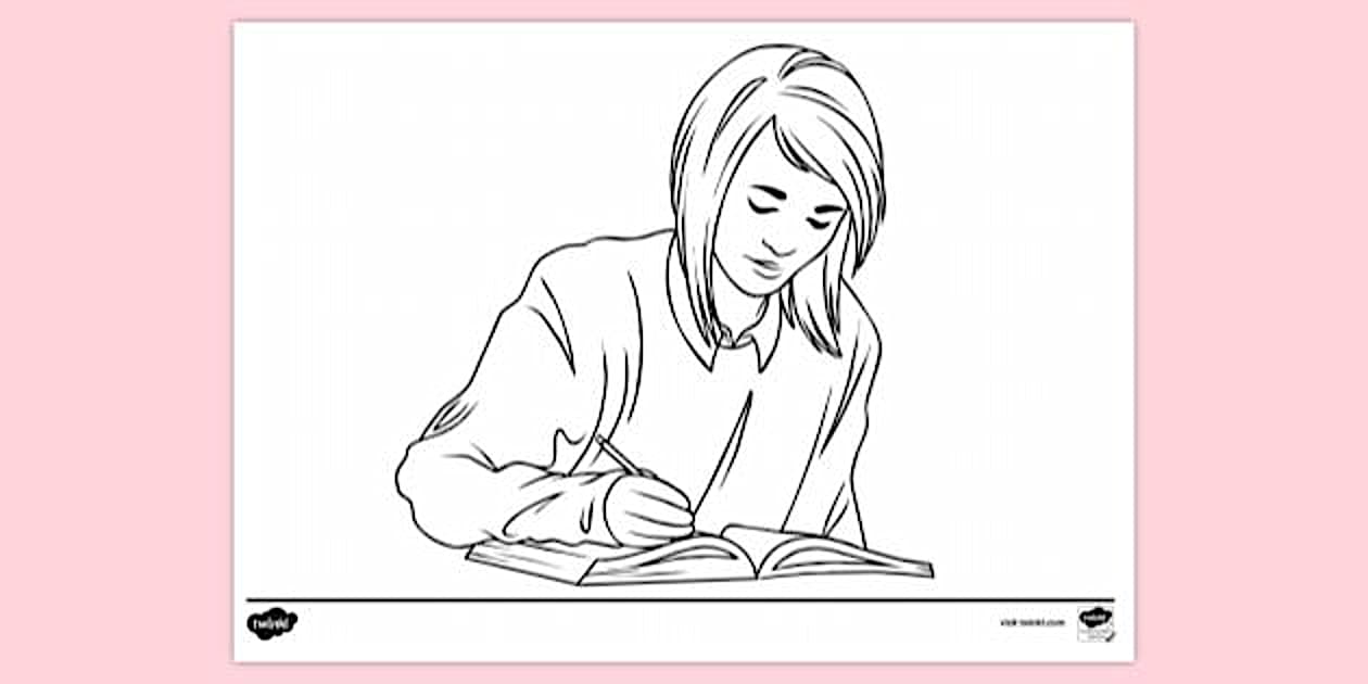 Student Working Independently Colouring | Colouring Sheets