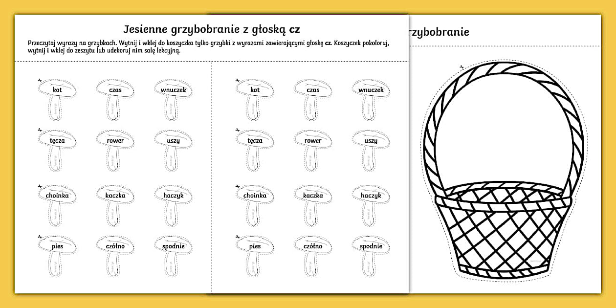 Głoska cz | Grzybobranie | Wycinanka (Teacher-Made)