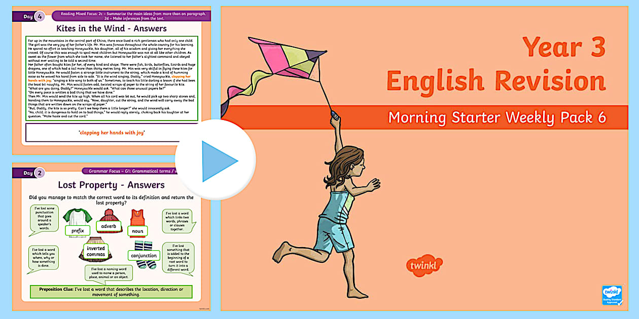 Year 3 English Revision Morning Starter Weekly PowerPoint Pack 6