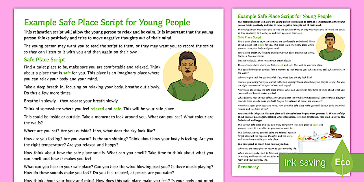 Safe Place Example Script: Adult Guide - Twinkl