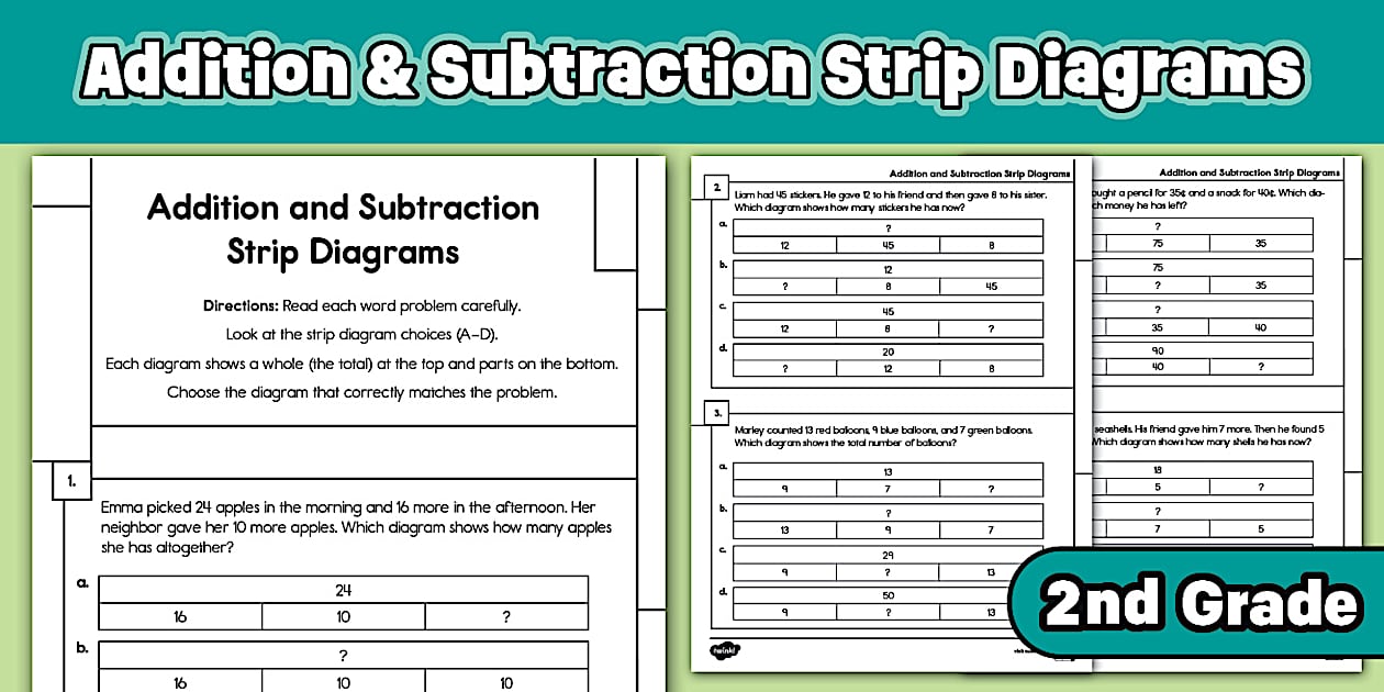 Two-Step Multiple Choice Strip Diagram Math Word Problems