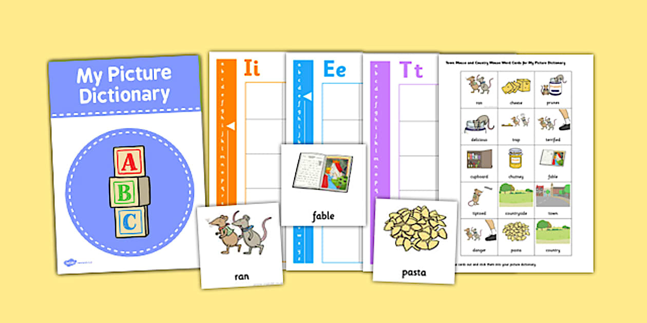 Cursive The Town Mouse and Country Mouse Word Card and Picture ...