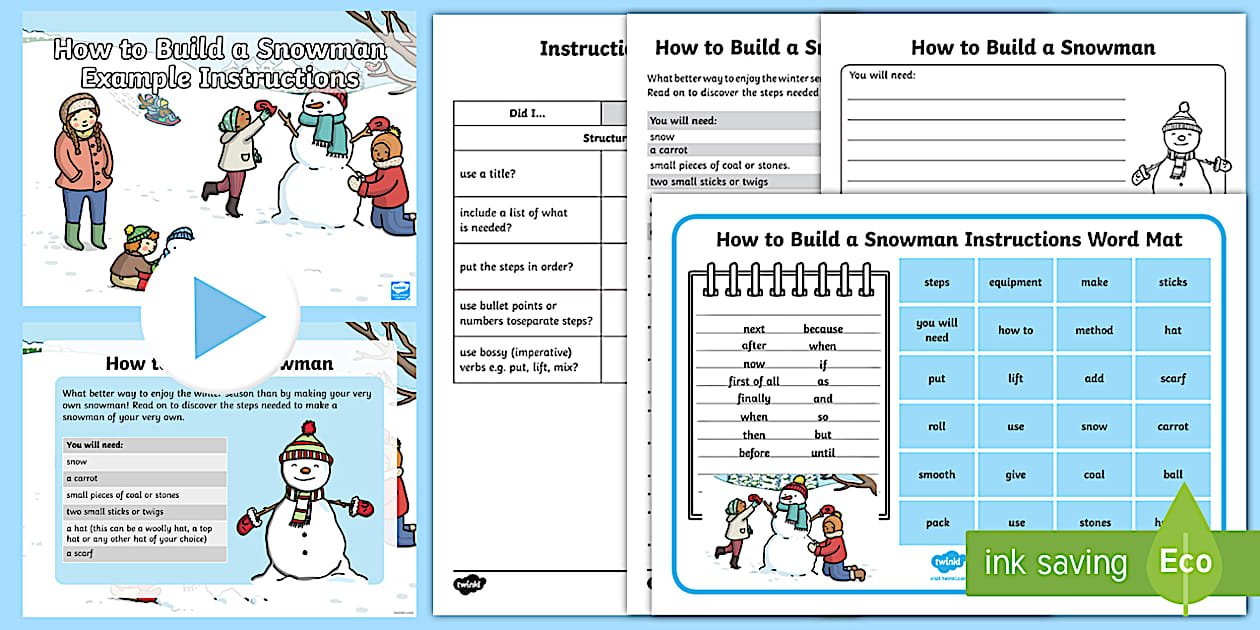 How to Build a Snowman Writing Activity Pack (teacher made)