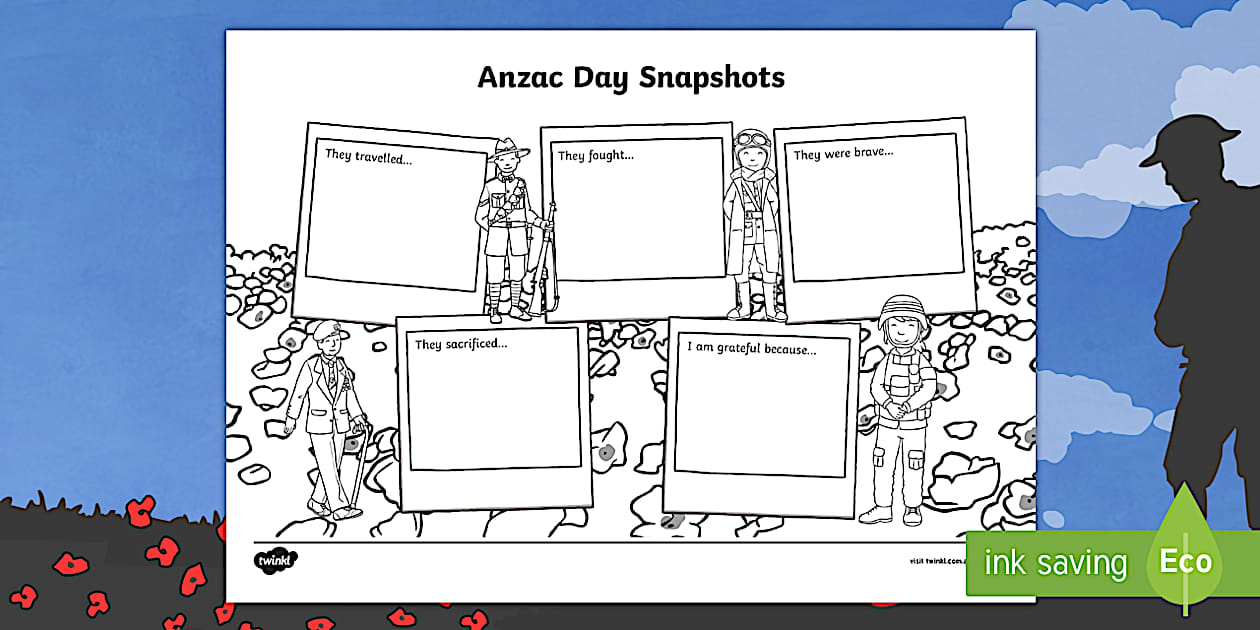 Snapshots of the ANZACs Worksheet (teacher made) - Twinkl