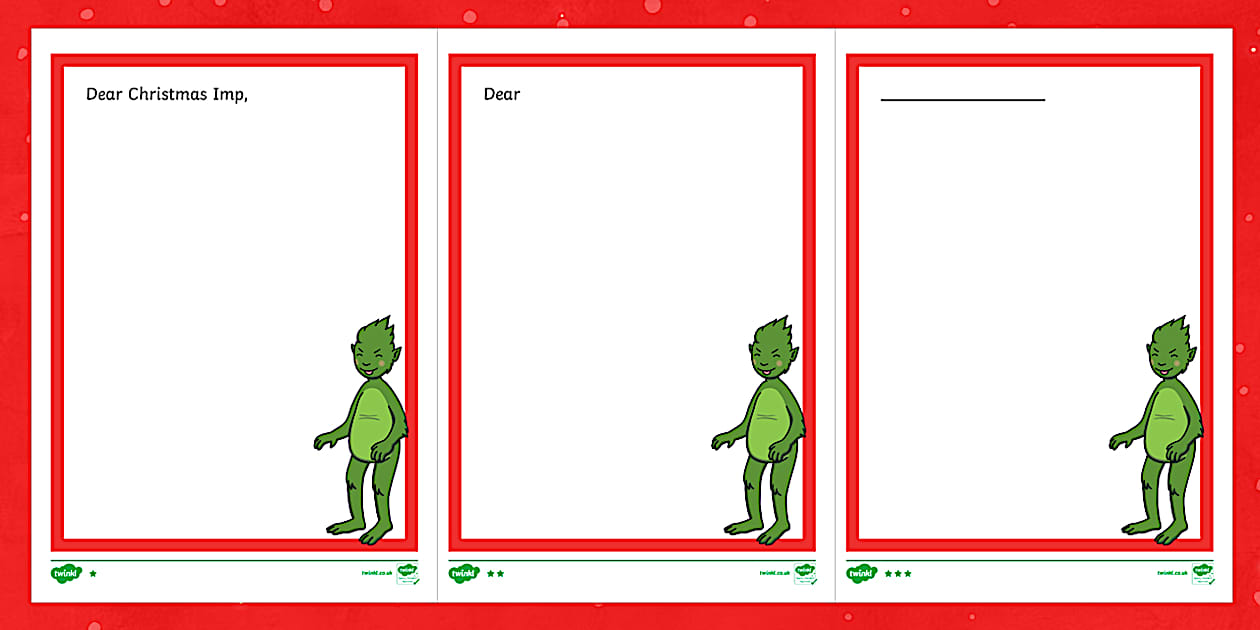 The Christmas Imp Letter Writing Frames (teacher made)