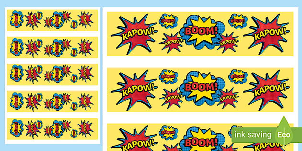 👉 Superhero Comic Words Display Borders